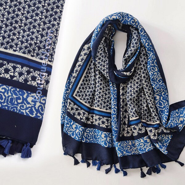 Blue Silk Scarf - Etsy