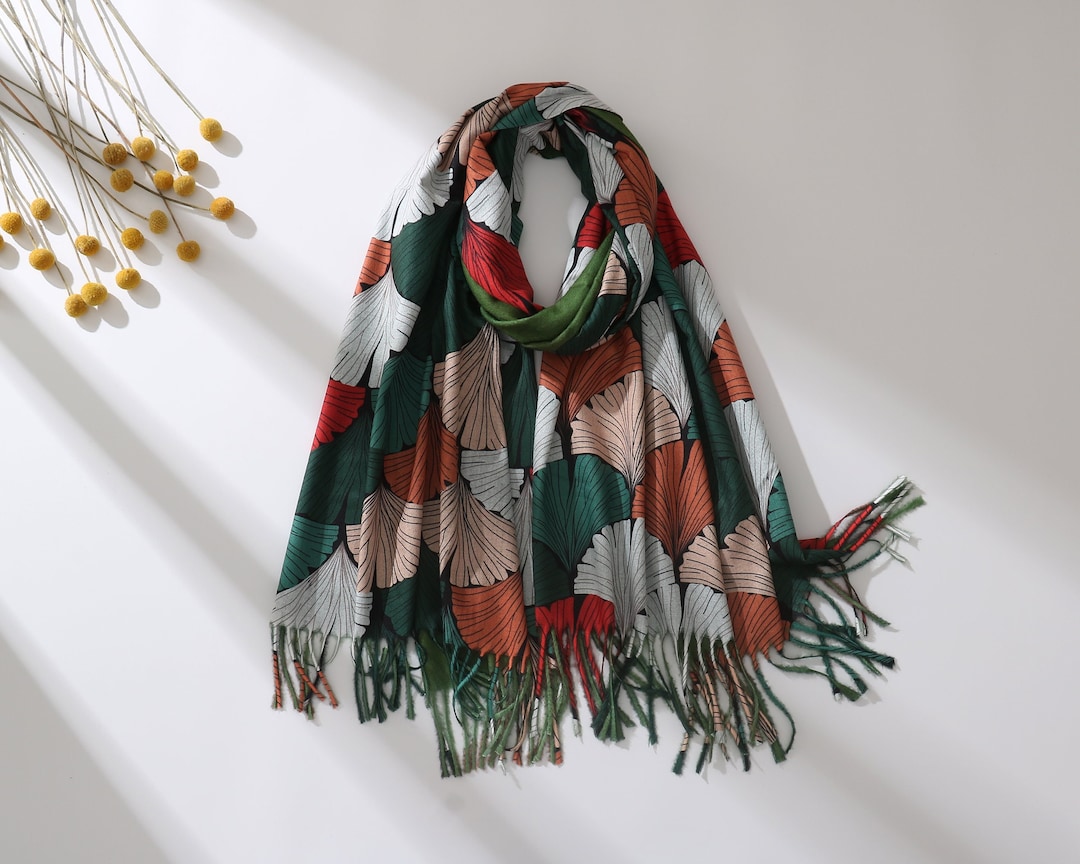 Reversible Cashmere Feel Winter Fringe Shawl Autumn Embroidered Initial ...