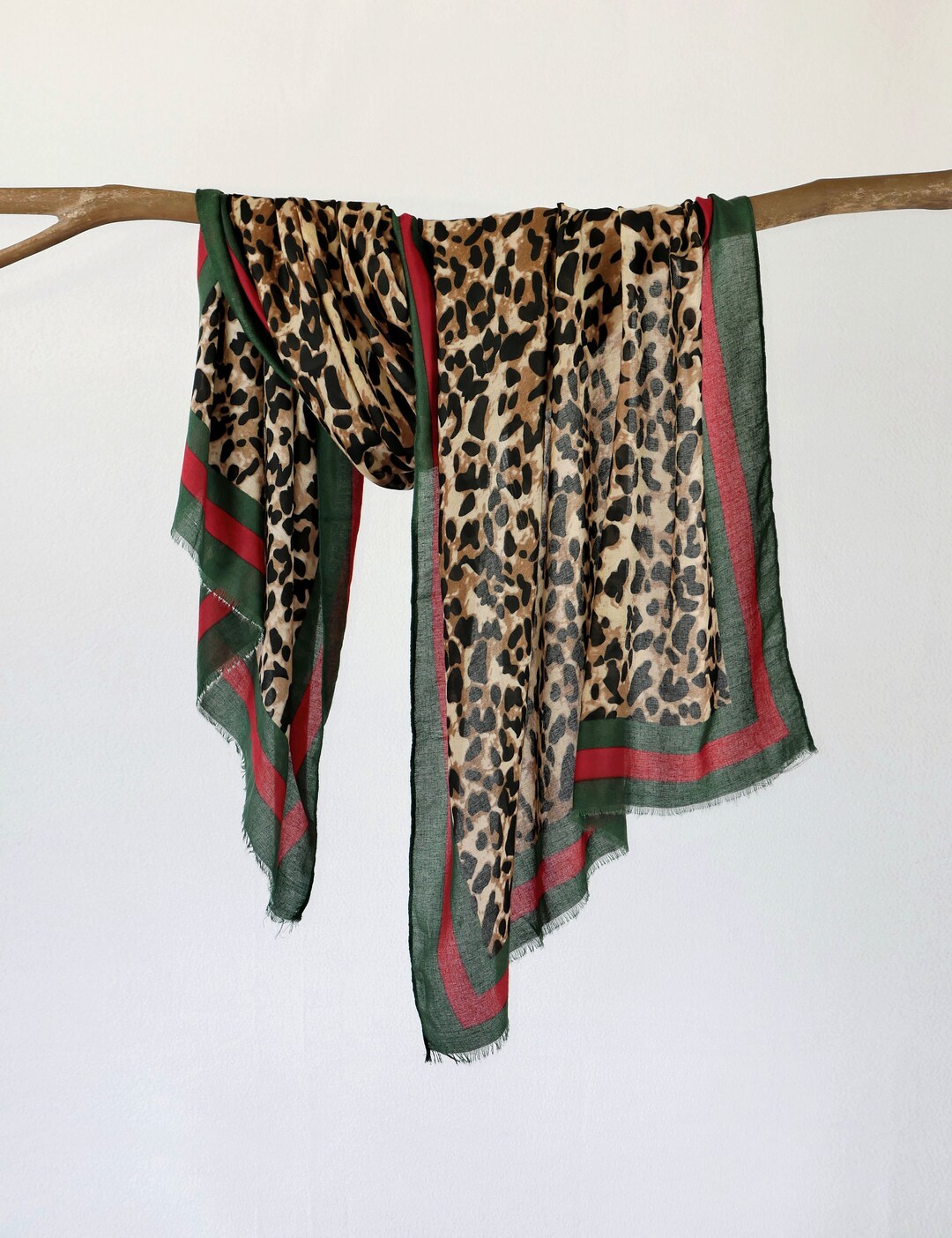 Cheetah Leopard Woman Scarf Animal Skin Printed Shawl Green - Etsy