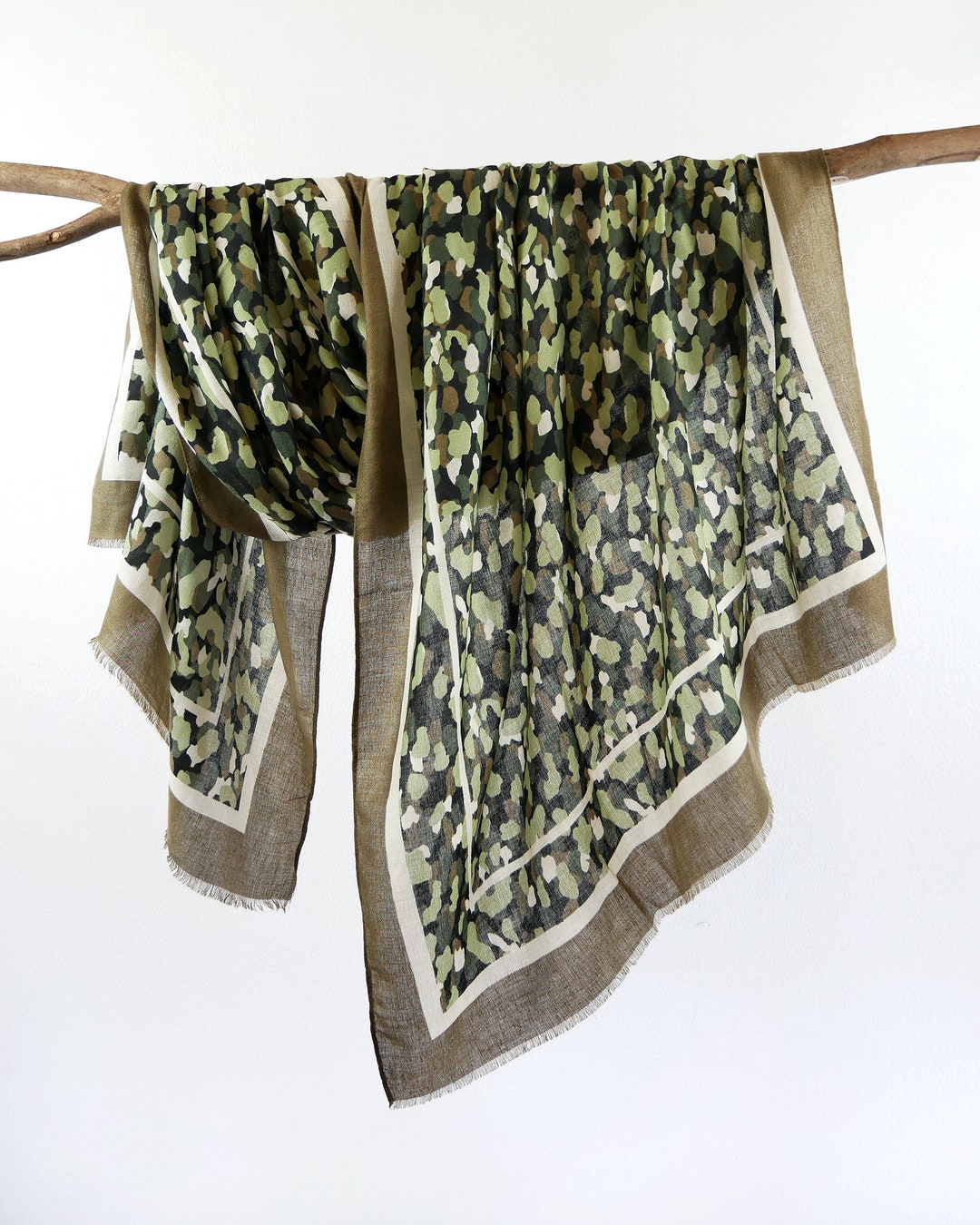 Forest Grass Olive Green Camouflage Unisex Scarf Earthy Autumn Wraps ...