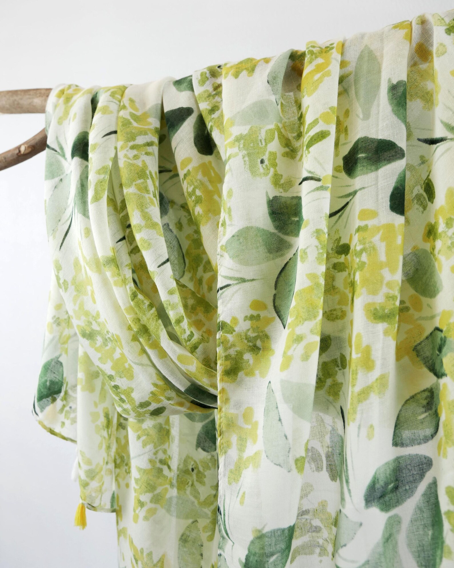 Spring Green Leaves Semi-transparent Spring Woman Scarf Lightweight ...