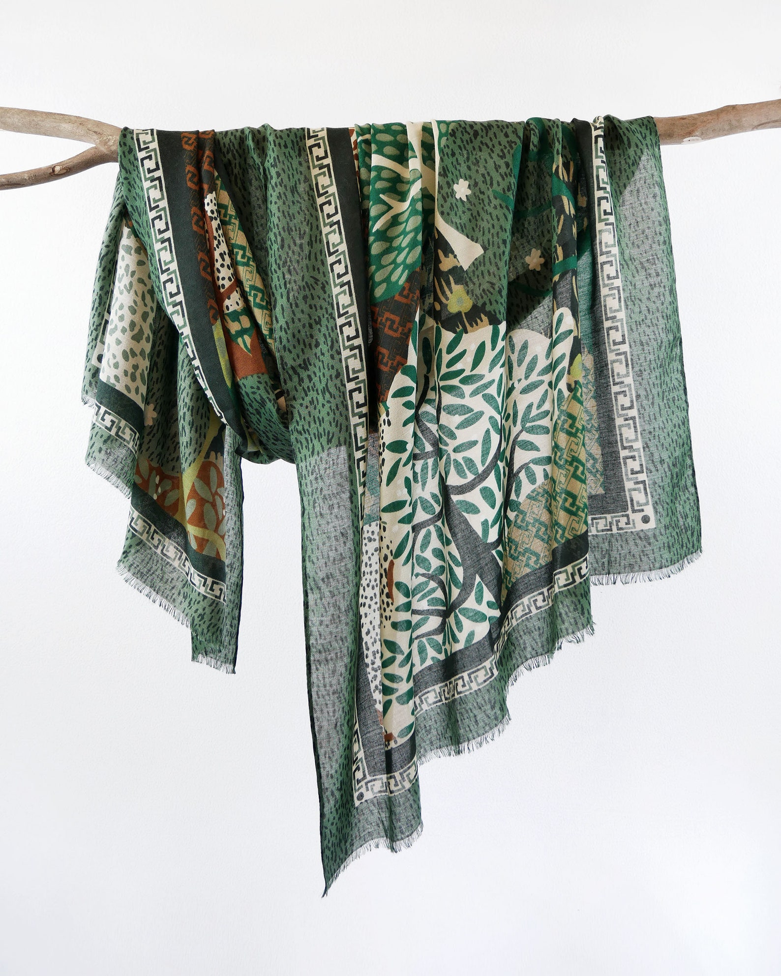 Raw Edge Soft Forest Tree Scarves Unisex Autumn Scarf Green Wrap Gift ...
