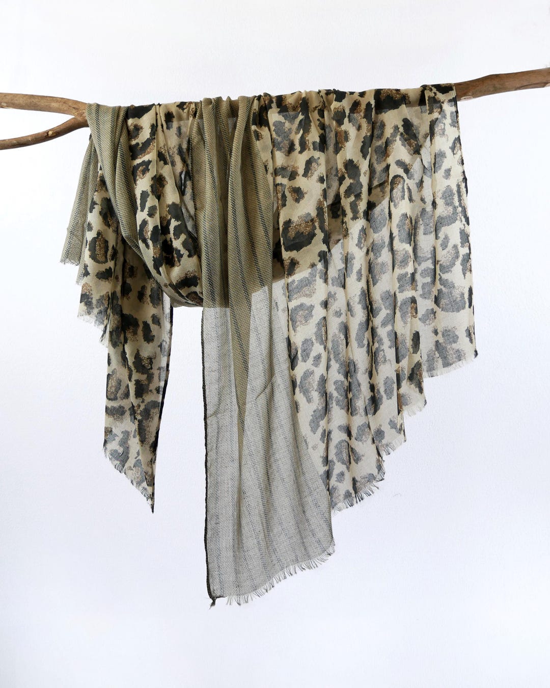 Earthy Tan Gray Cheetah Leopard Pattern Scarf Vivid Rawedge Animal ...