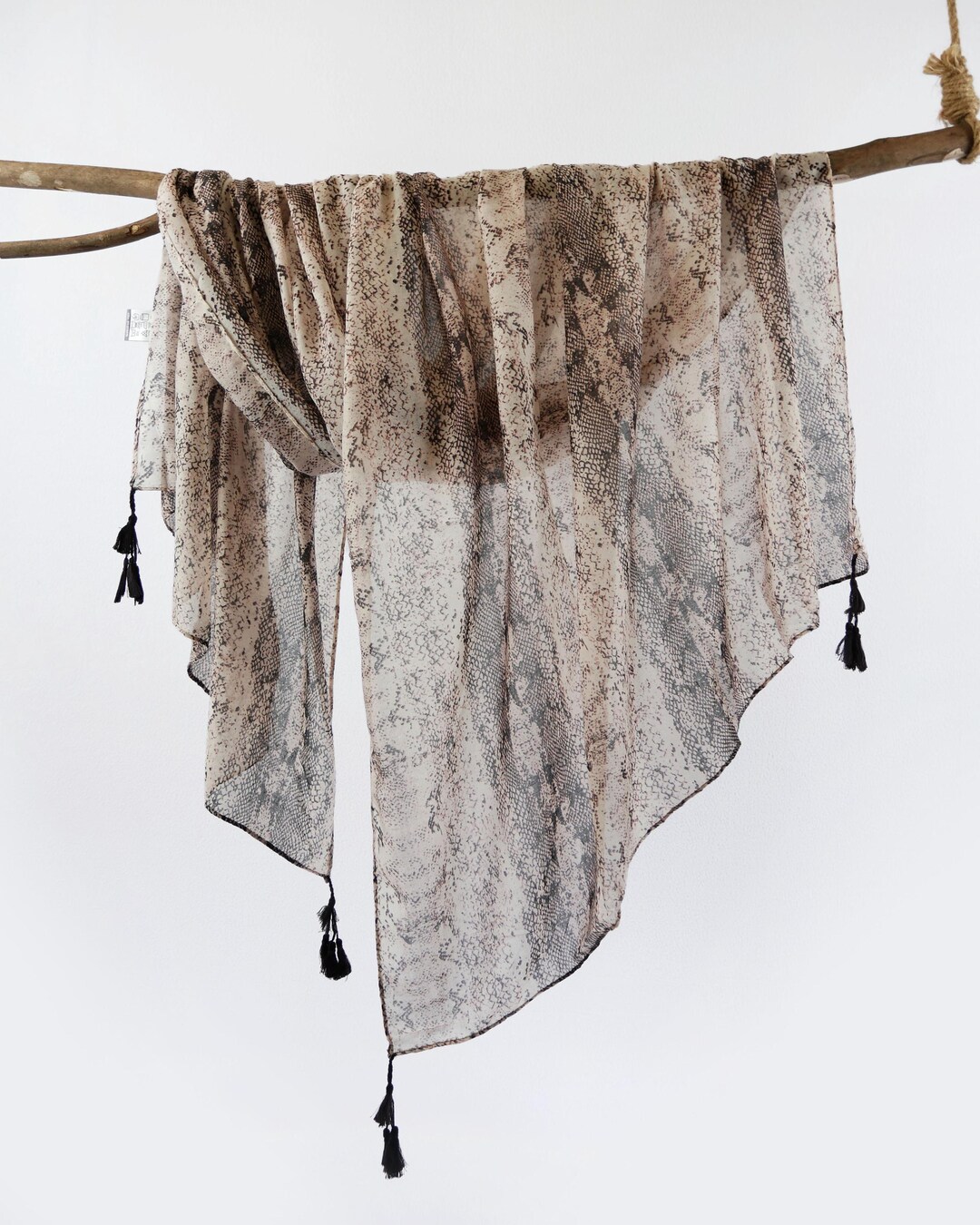 Earthy Snake Skin Cheetah Leopard Pattern Scarf Animal Print Tassel ...