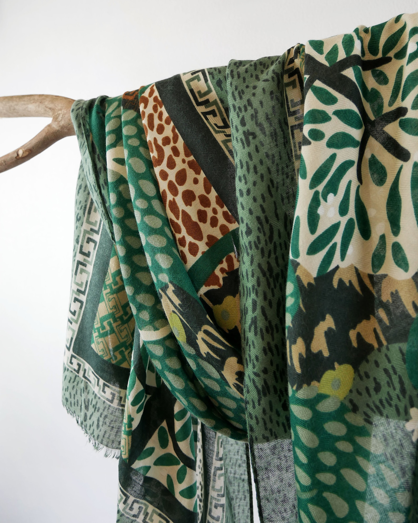 Raw Edge Soft Forest Tree Scarves Unisex Autumn Scarf Green Wrap Gift ...