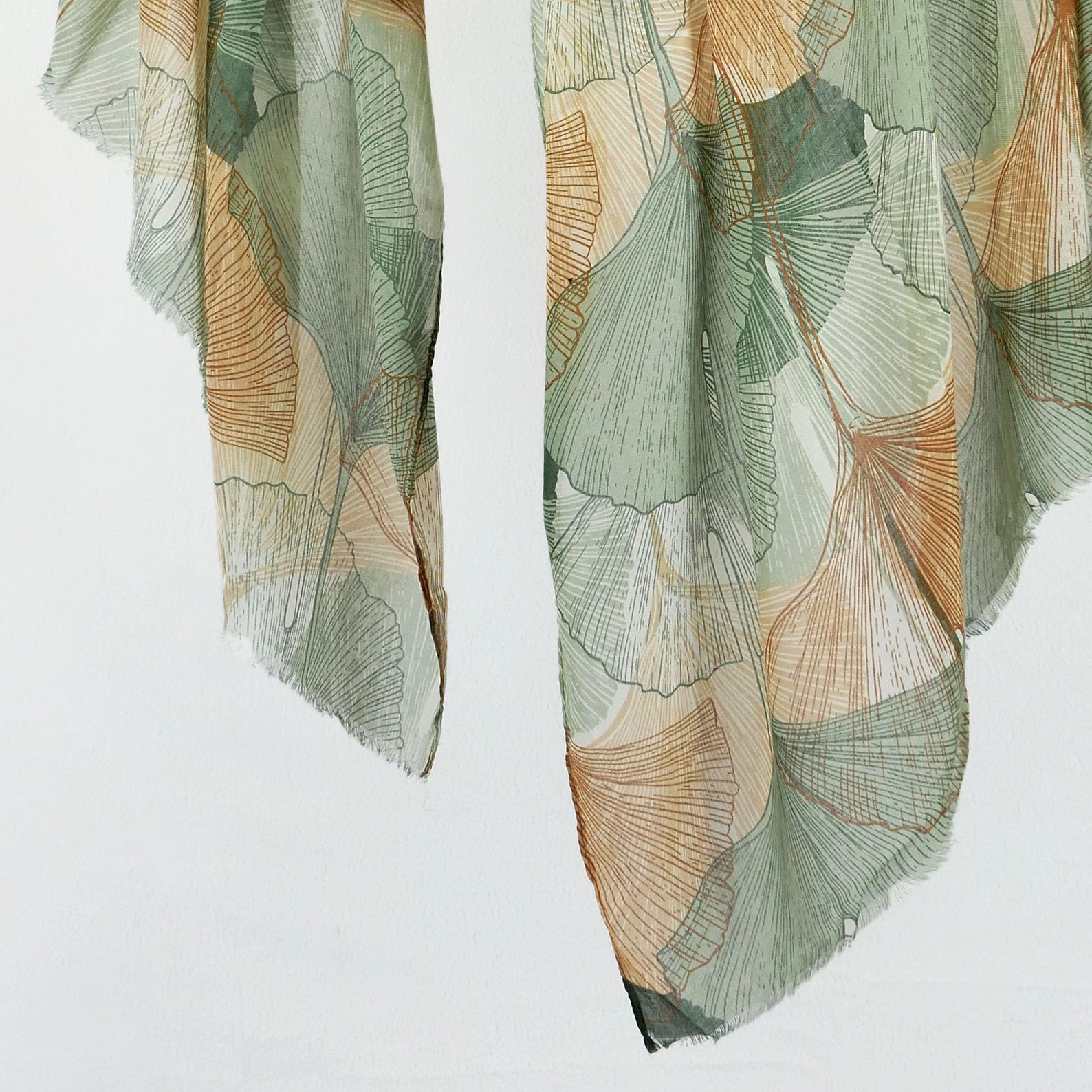 Ginkgo Leaves Soft Voile Fall Scarf, Brown Gold Yellow Green Autumn Mix ...