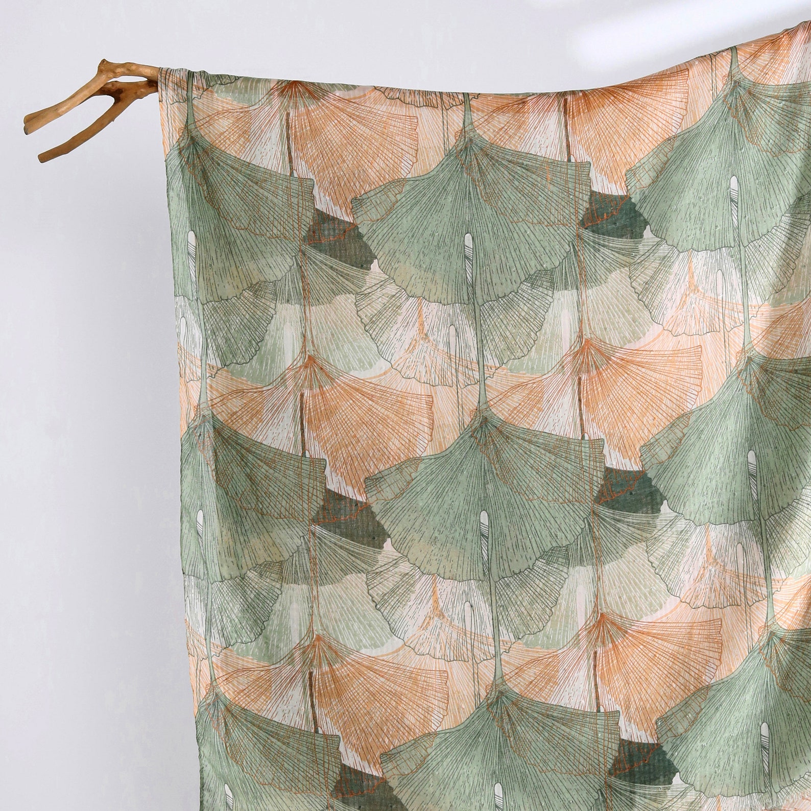 Ginkgo Leaves Soft Voile Fall Scarf, Brown Gold Yellow Green Autumn Mix ...