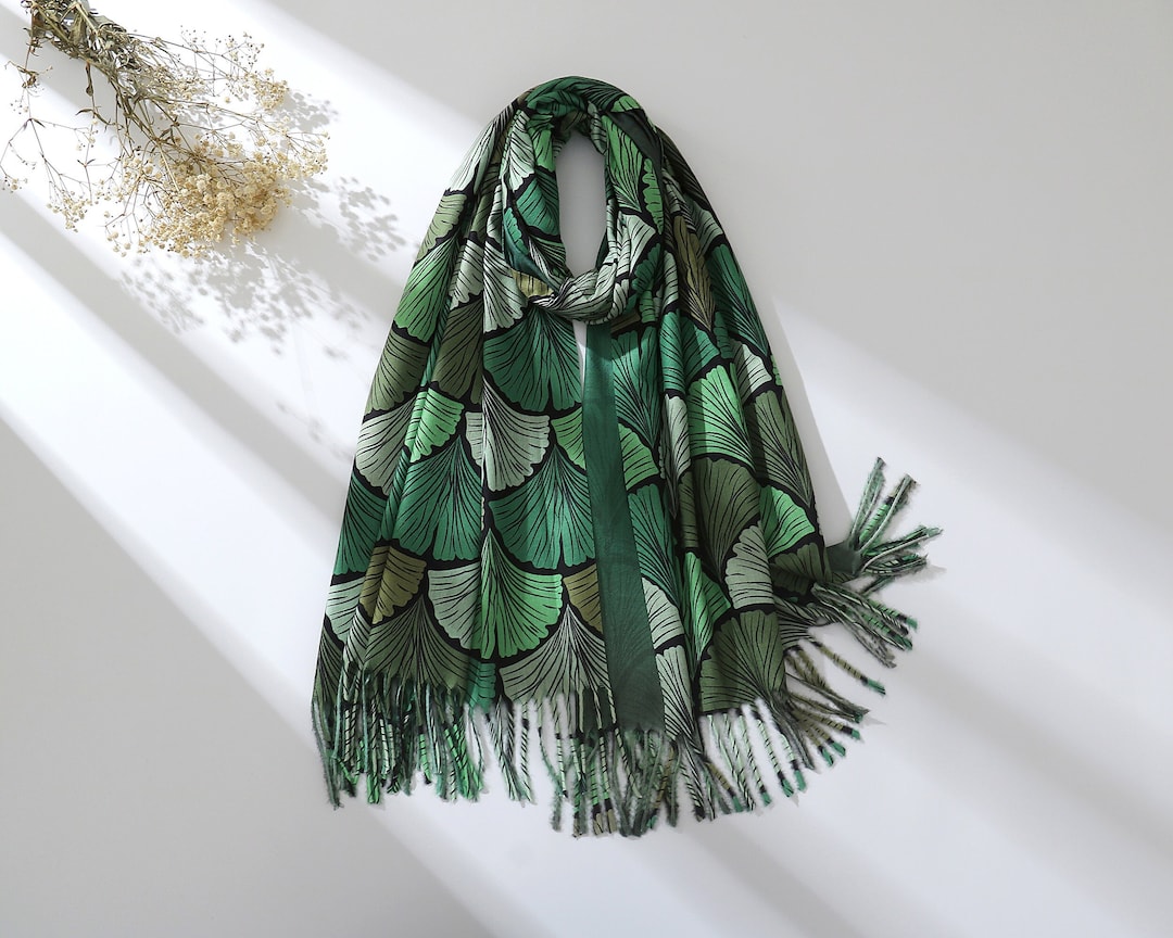 Personalized Initial Scarf Green Reversible Cashmere Feel Winter Shawl ...