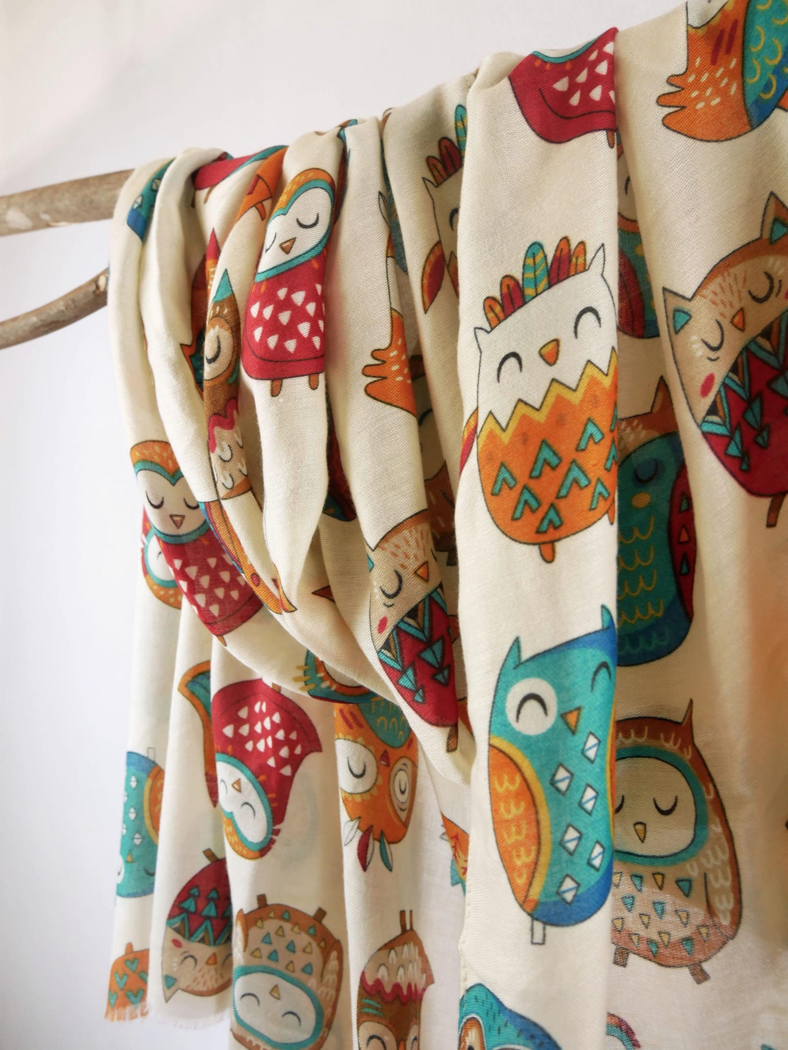Owl Lover Autumn Scarf Boho Bird Wrap Birthday Mother's Day Gift for ...
