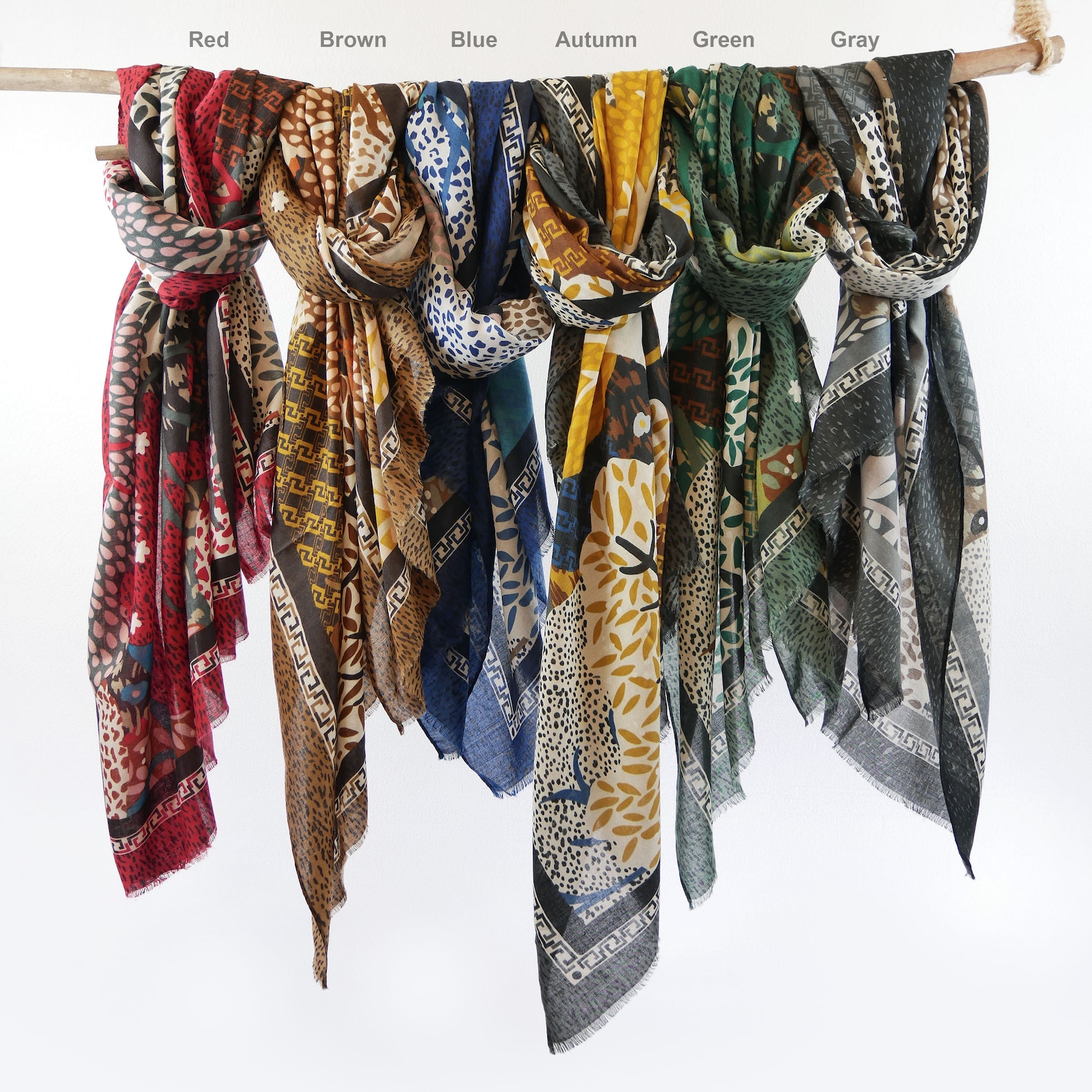 Raw Edge Soft Forest Tree Scarves Unisex Autumn Scarf Green Wrap Gift ...