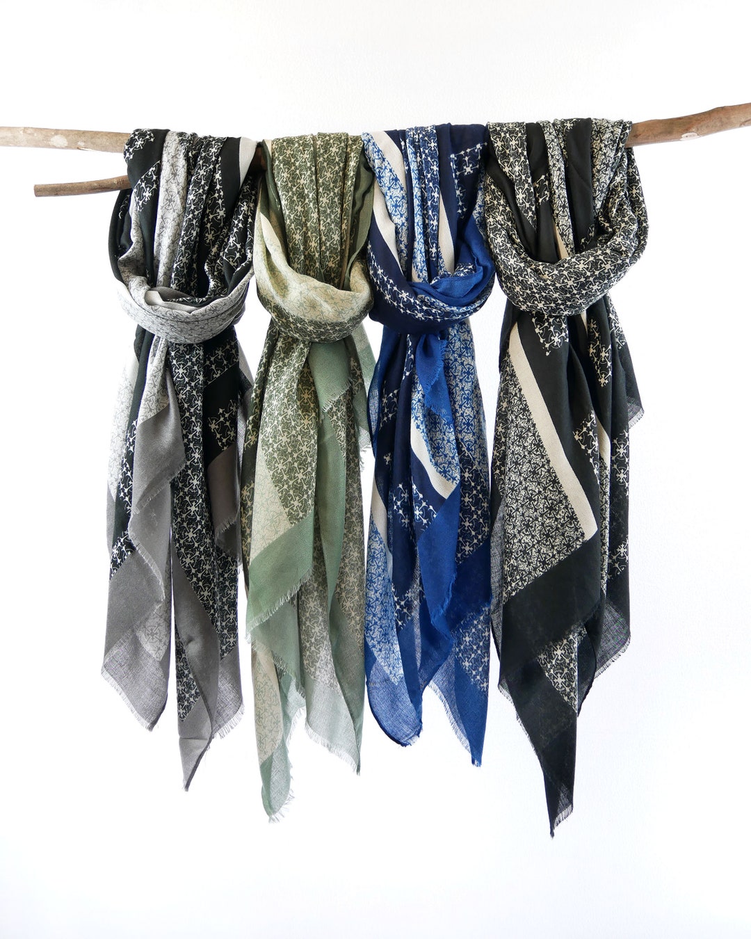 Black White Raw Edge Pattern Scarf Fashion Shawl Urban Scarf Beach Wrap ...
