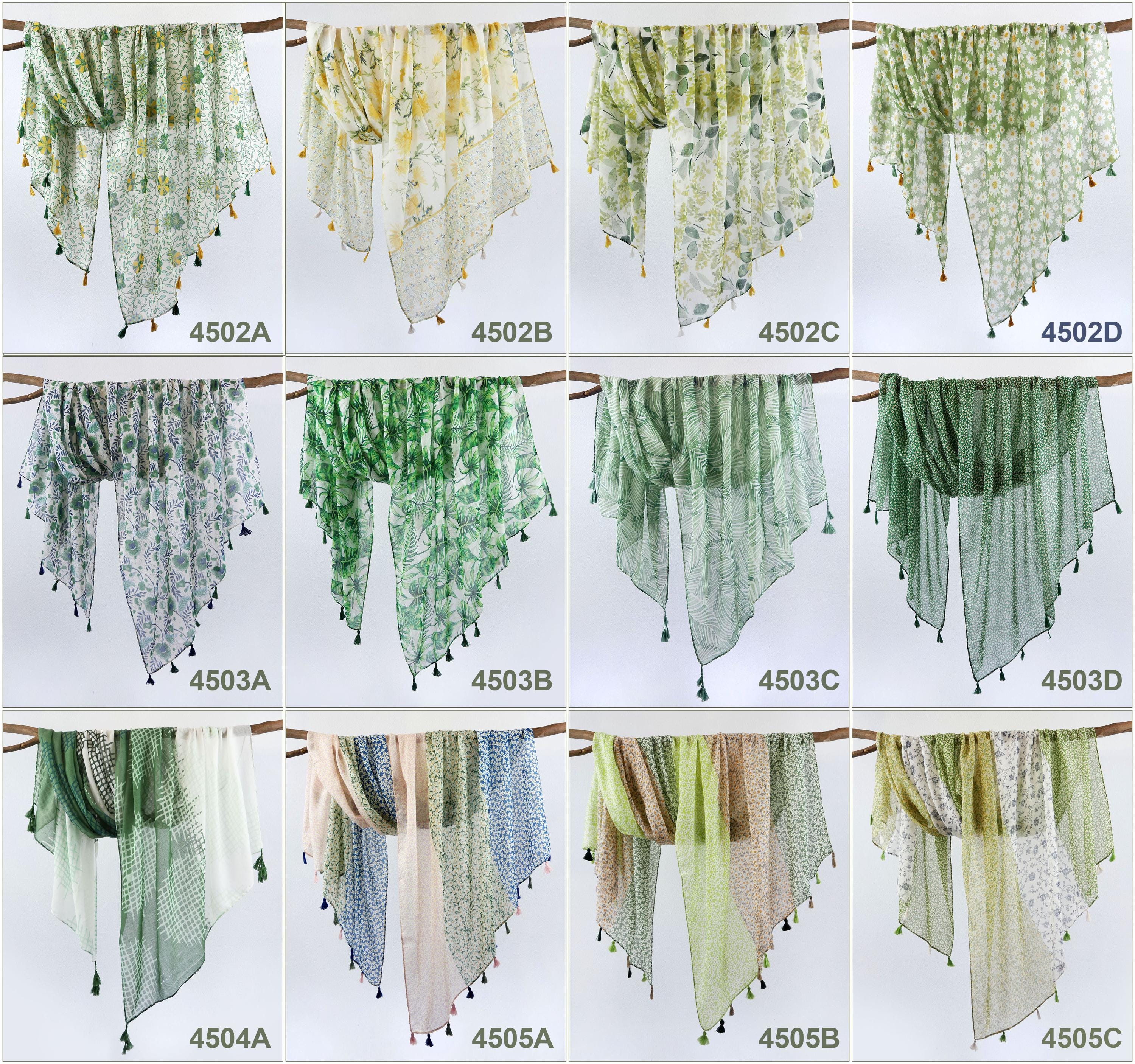 Spring Green Leaves Semi-transparent Spring Woman Scarf Lightweight ...