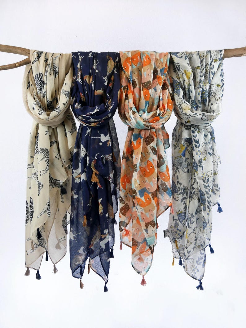 Owl Lover Autumn Scarf Boho Bird Wrap Birthday Mother's Day Gift for ...