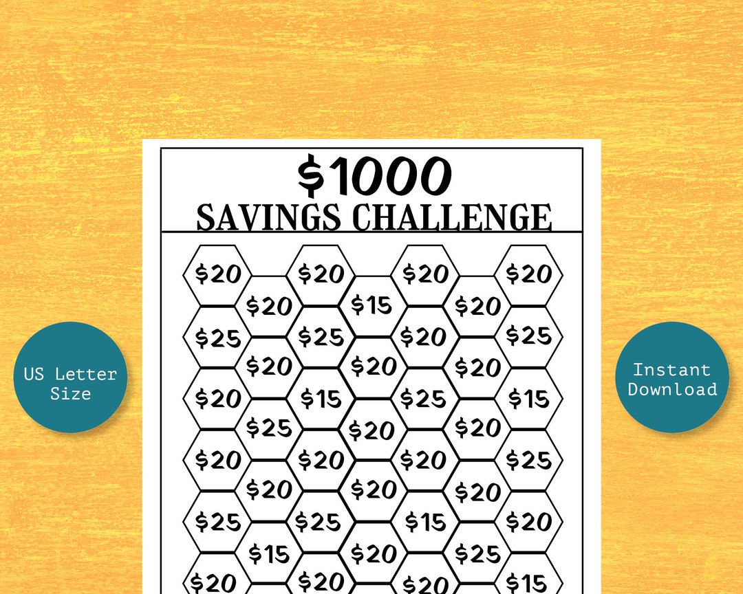 1000 Dollar Savings Challenge | Budget Binder | US Letter Size ...