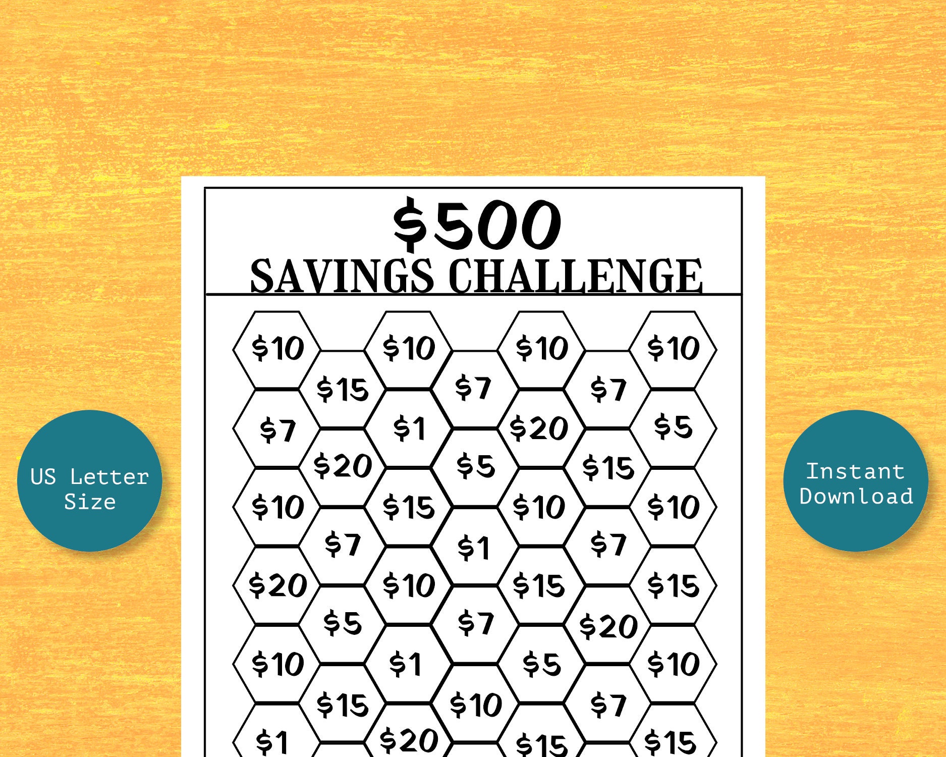 500 Dollar Savings Challenge | Budget Binder | US Letter Size | Instant ...