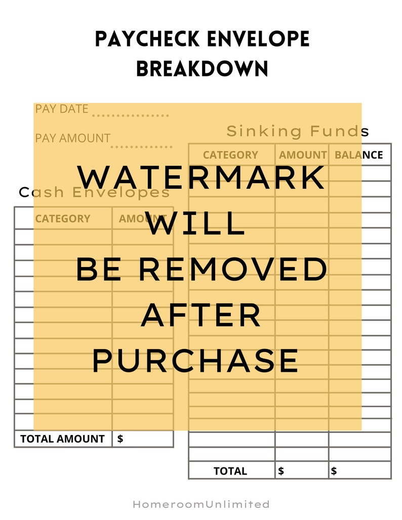 Paycheck Envelope Breakdown Budget Binder Sinking Funds - Etsy