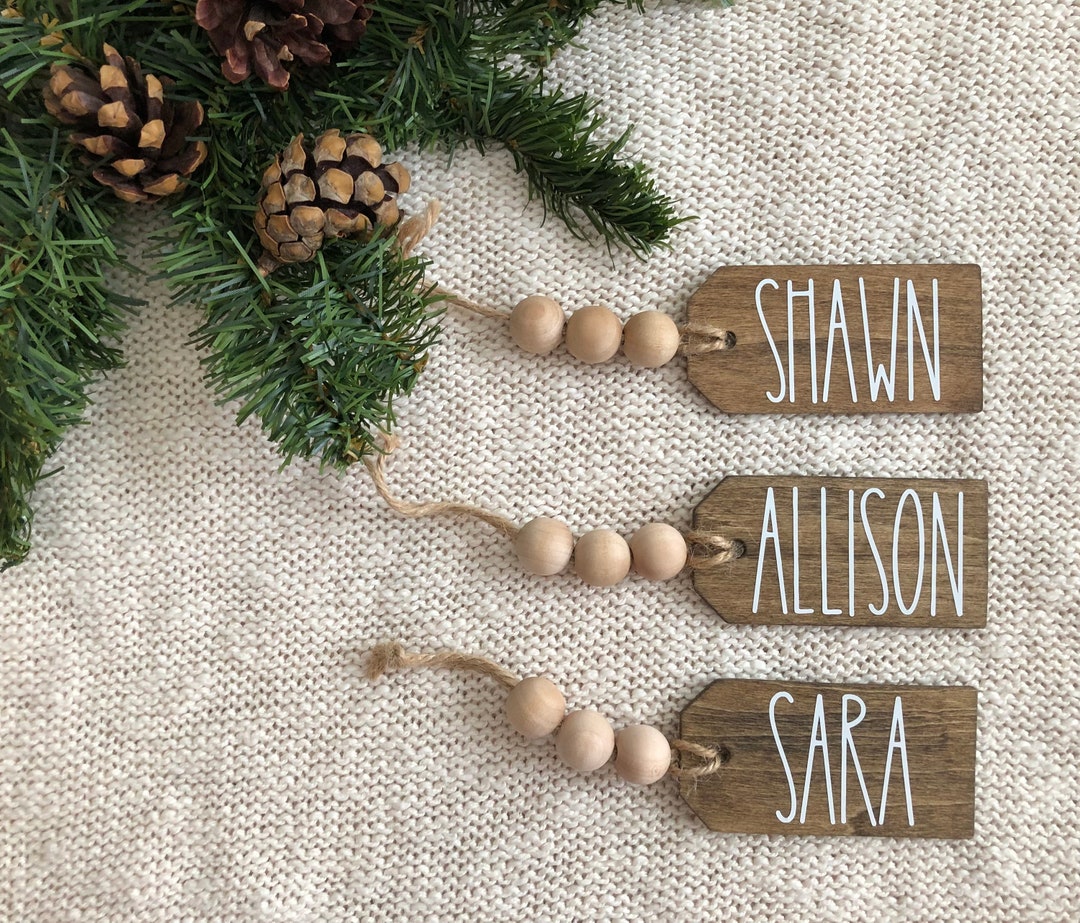 Christmas Stocking Tags, Wooden Stocking Tags - Etsy