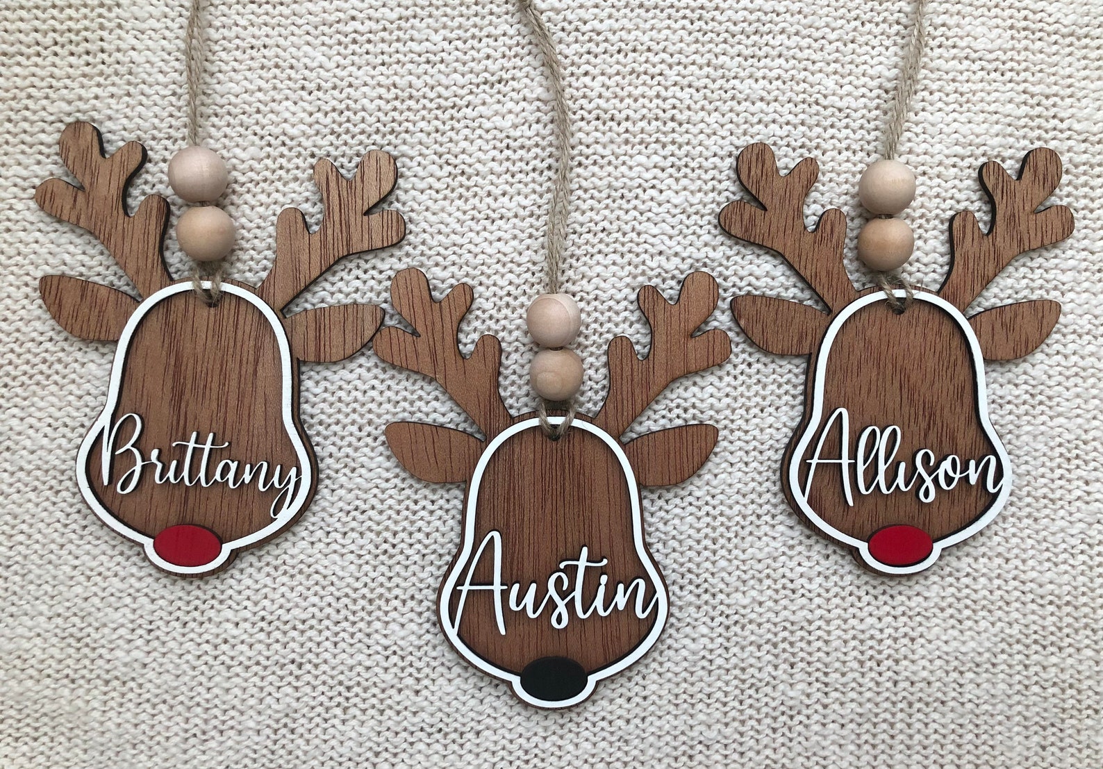 Personalized Reindeer Ornament Wooden Ornament - Etsy