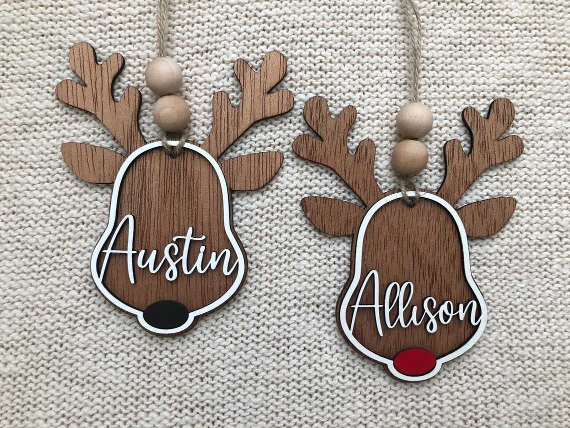 Personalized Reindeer Ornament Wooden Ornament - Etsy