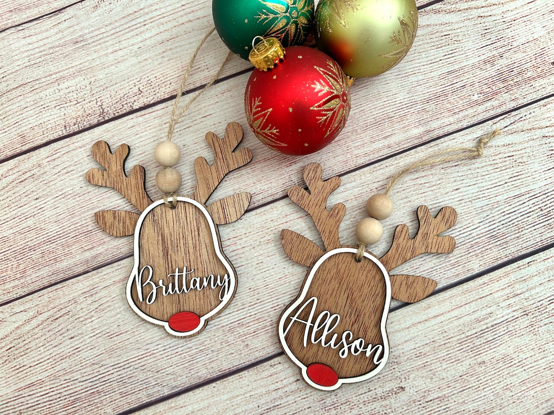 Personalized Reindeer Ornament, Wooden Reindeer, Kids Ornaments - Etsy
