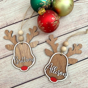 Personalized Reindeer Ornament, Wooden Reindeer, Kids Ornaments - Etsy