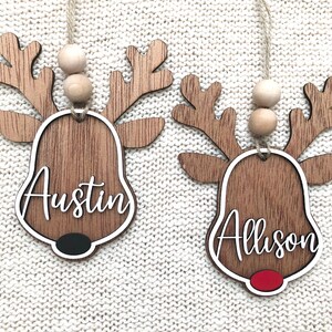 Personalized Reindeer Ornament, Wooden Reindeer, Kids Ornaments - Etsy