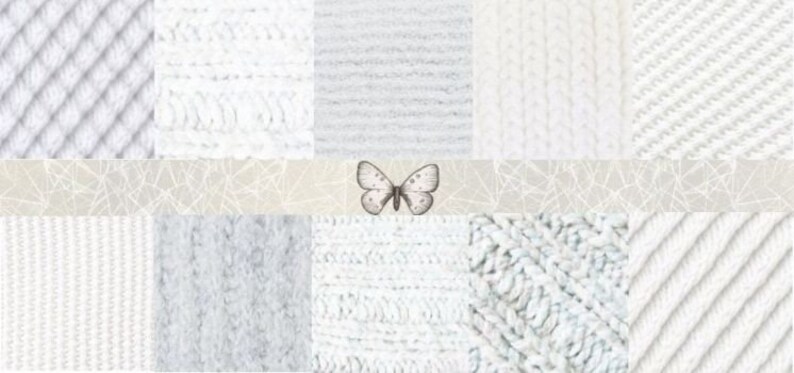 Winter Knit Digital Papers, Set of 10 Papers, White Knitting Papers ...