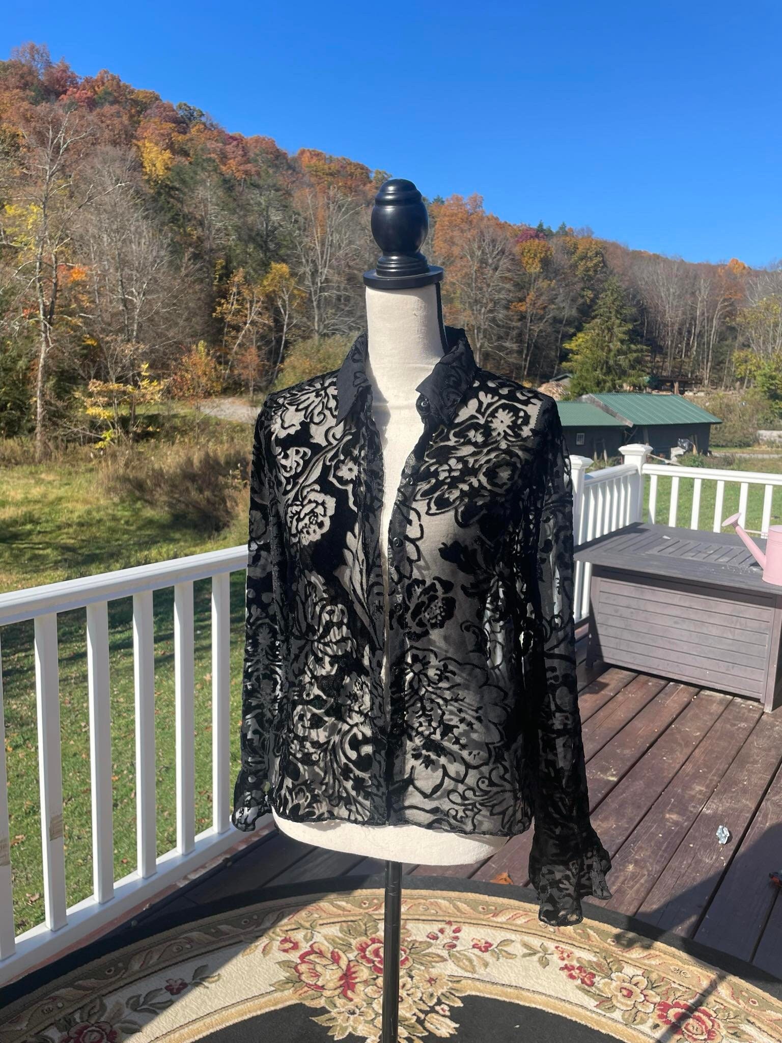 1990s Bell Sleeve See Through Button Down Y2K Grunge Witchy Shirt - Etsy