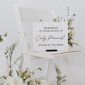 In Loving Memory Sign for Wedding Ceremony, Reserved Seat, Seating ...
