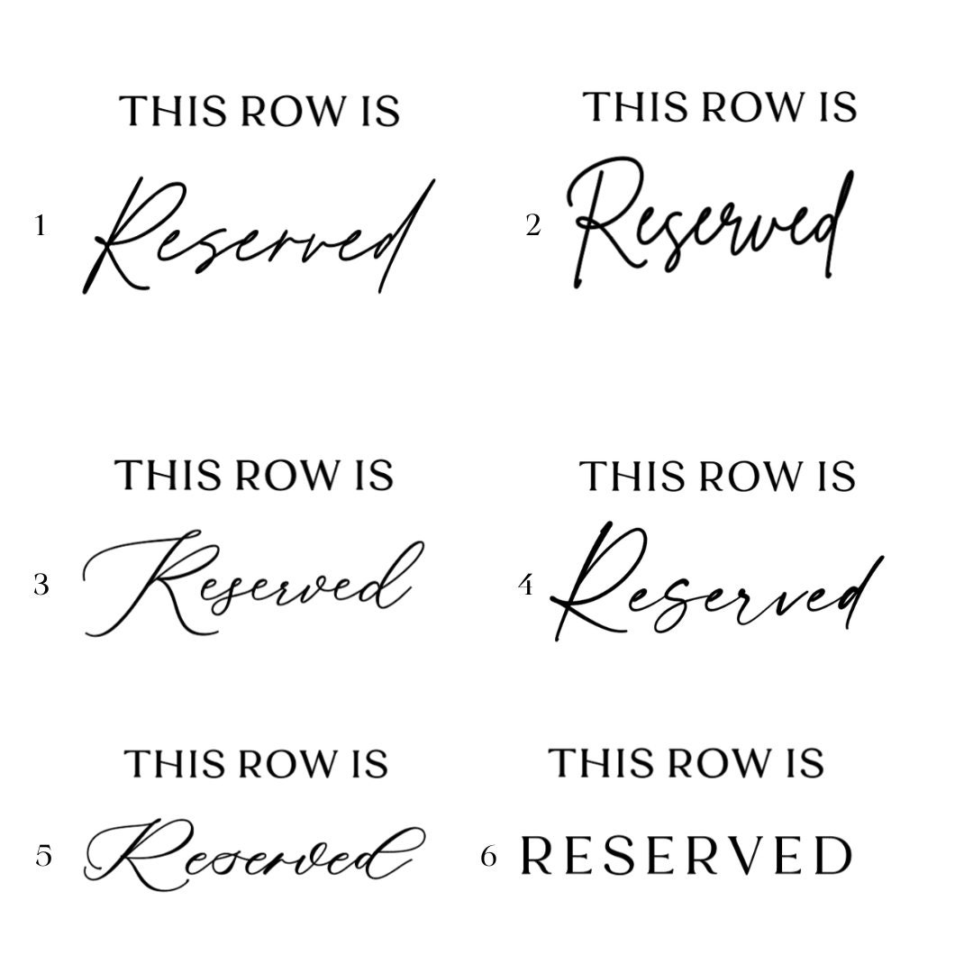 This Row is Reserved Sign for Wedding Ceremony, This Seat is Reserved ...