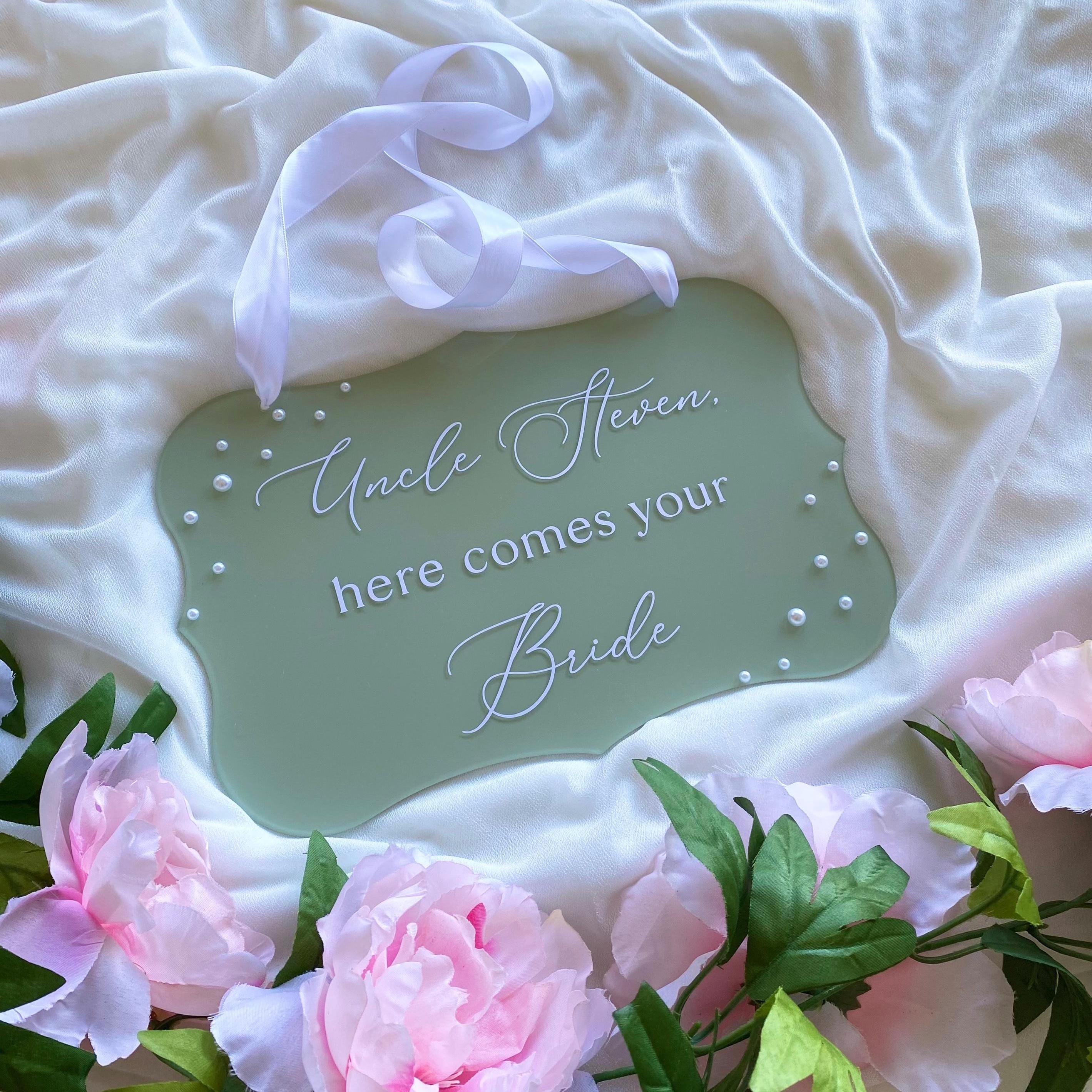 Here Comes the Bride Ring Bearer Sign With Pearl Appliqué, Flower Girl ...