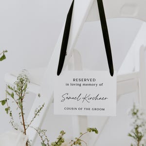 In Loving Memory Sign for Wedding Ceremony, Reserved Seat, Seating ...