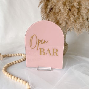Acrylic Open Bar Wedding Reception Sign Arch Acrylic Minimalist Drinks ...