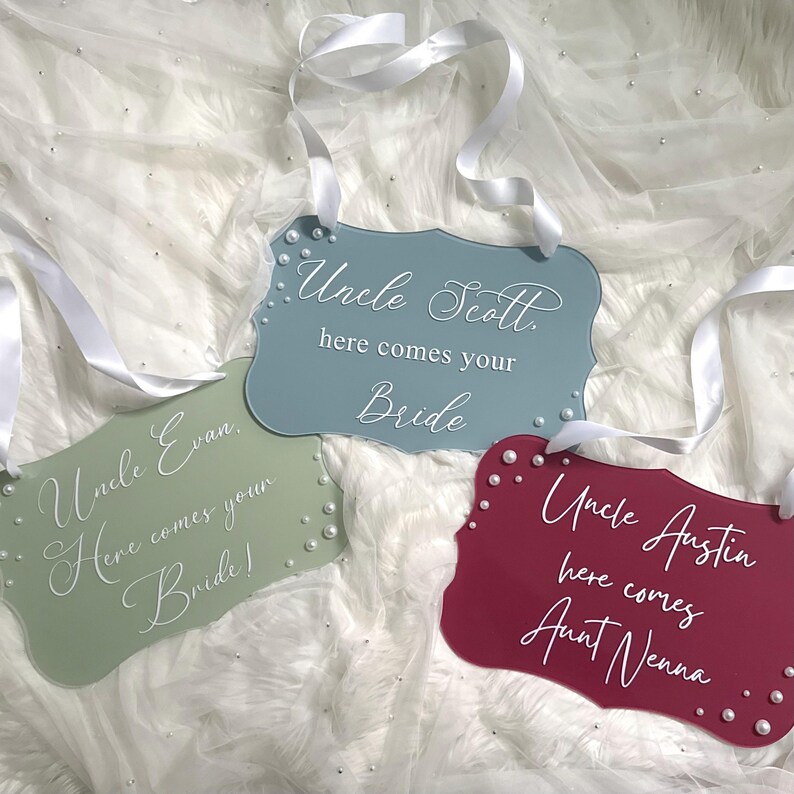 Here Comes the Bride Ring Bearer Sign With Pearl Appliqué, Flower Girl ...