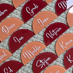 Retro Semi Circle Acrylic Place Cards, Wedding Name Places, Wedding ...