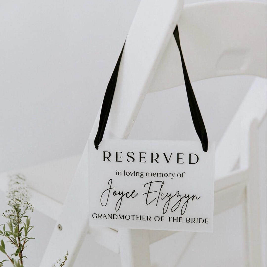 In Loving Memory Sign for Wedding Ceremony, Reserved Seat, Seating ...