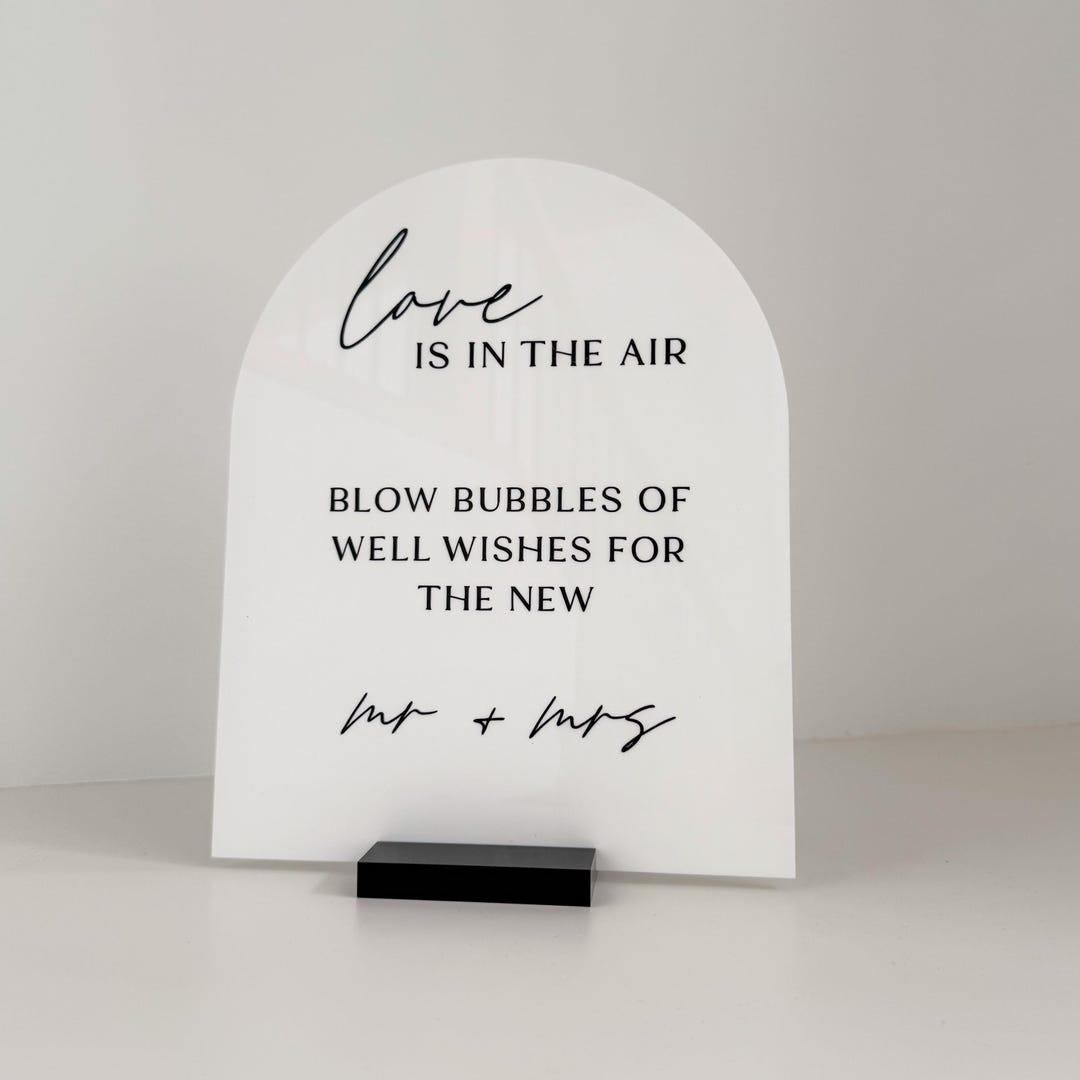 Acrylic Wedding Bubble Send off Sign, Love is in Air Bubble Sign, Blow ...