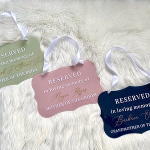 Reserved in Loving Memory Wedding Sign, Reserved Seat Sign, This Seat ...