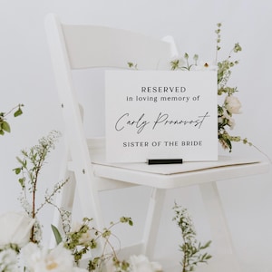 In Loving Memory Sign for Wedding Ceremony, Reserved Seat, Seating ...