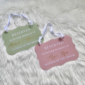 Reserved in Loving Memory Wedding Sign, Reserved Seat Sign, This Seat ...