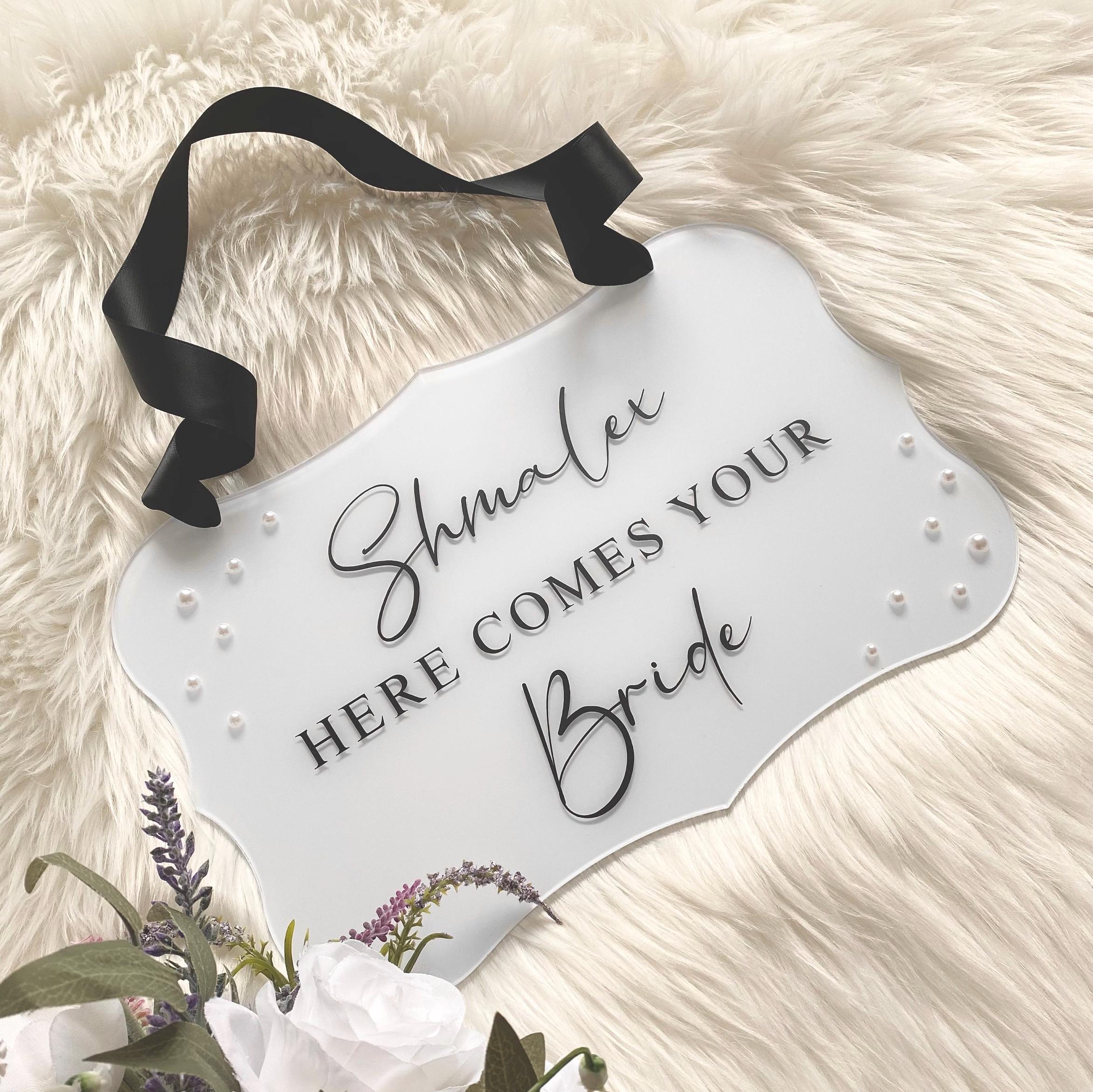 Here Comes the Bride Ring Bearer Sign With Pearl Appliqué, Flower Girl ...