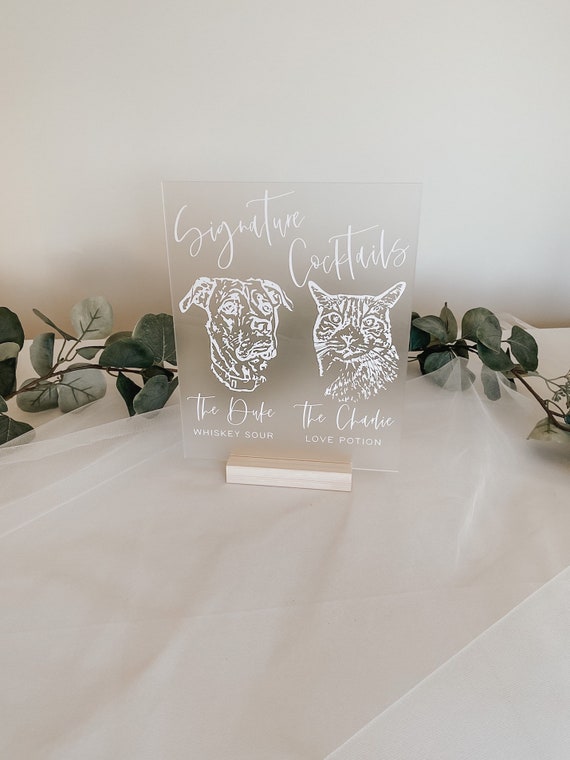 Signature Drink Sign With Pet Custom Pet Cocktail Sign | Etsy