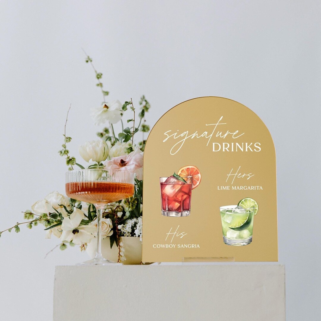 Acrylic Signature Drinks Sign With Photos, His and Hers Drinks Sign for ...