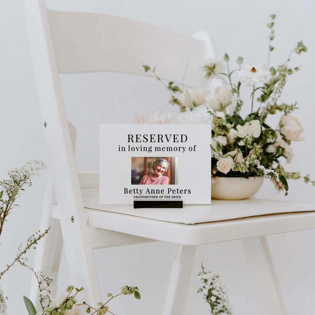 Reserved in Loving Memory Wedding Sign, Reserved Seat Sign, This Seat is Reserved Memorial Sign ...