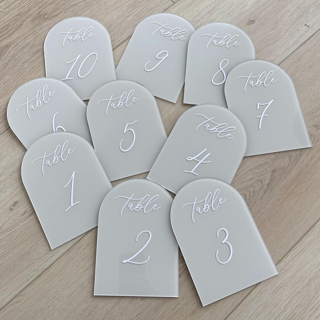 Table Number Sign for Wedding Reception, Arch Acrylic Modern Wedding ...