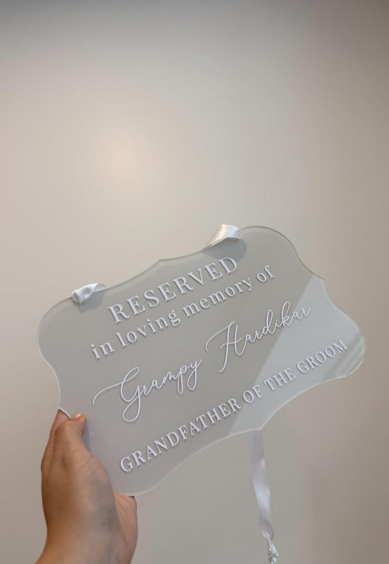 Reserved in Loving Memory Wedding Sign, Reserved Seat Sign, This Seat ...