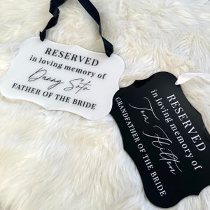 Reserved in Loving Memory Wedding Sign, Reserved Seat Sign, This Seat ...