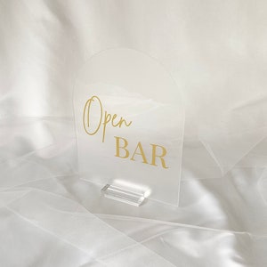 Acrylic Open Bar Wedding Reception Sign Arch Acrylic Minimalist Drinks ...
