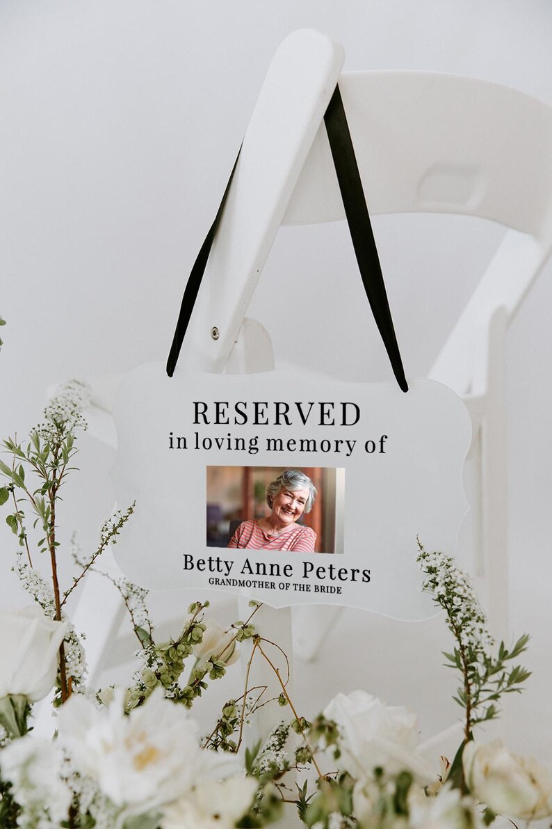 Reserved in Loving Memory Wedding Sign, Reserved Seat Sign, This Seat is Reserved Memorial Sign ...