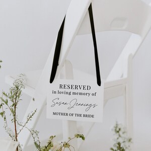 Reserved in Loving Memory Wedding Sign, Reserved Seat Sign, This Seat ...